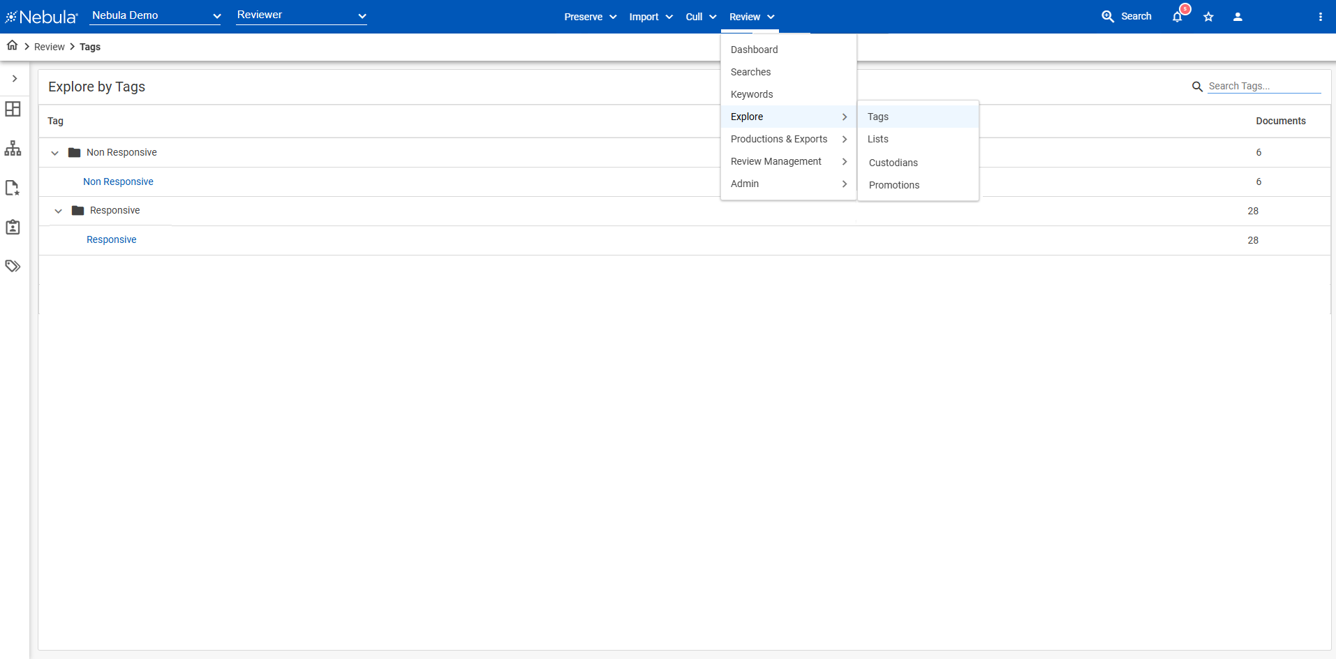 Explore (Review) | Nebula® | eDiscovery software
